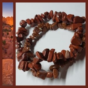 Jewelry | Two Gold Red Sandstone Bracelets | Poshmark
